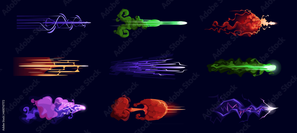 Vfx weapon effect. Space weapon shot, blaster, laser, beam gun, plasma ...