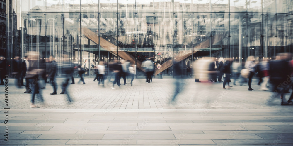 Crowd of people walking on a street created with generative ai tools ...