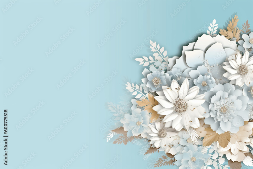 A light baby blue background with a flower border Flower wedding card ...