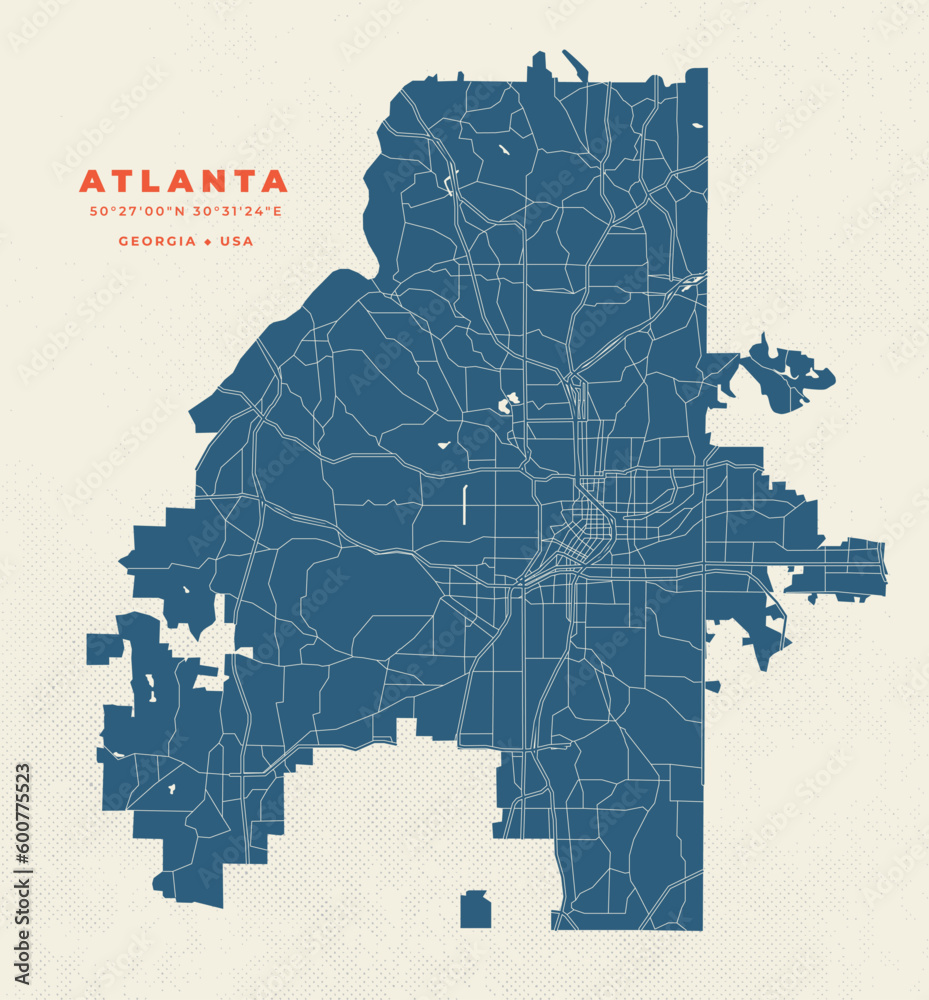 Atlanta - Georgia map vector poster flyer Stock Vector | Adobe Stock