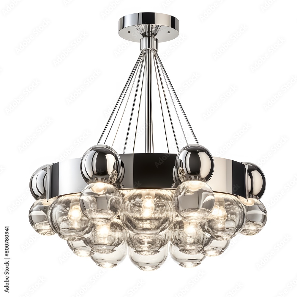 a modern and sleek chandelier isolated on white background, fine ...