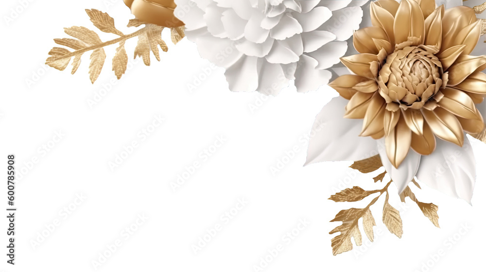 Golden Flowers frame, Floral Garden Frame, Gold Flower backdrop ...