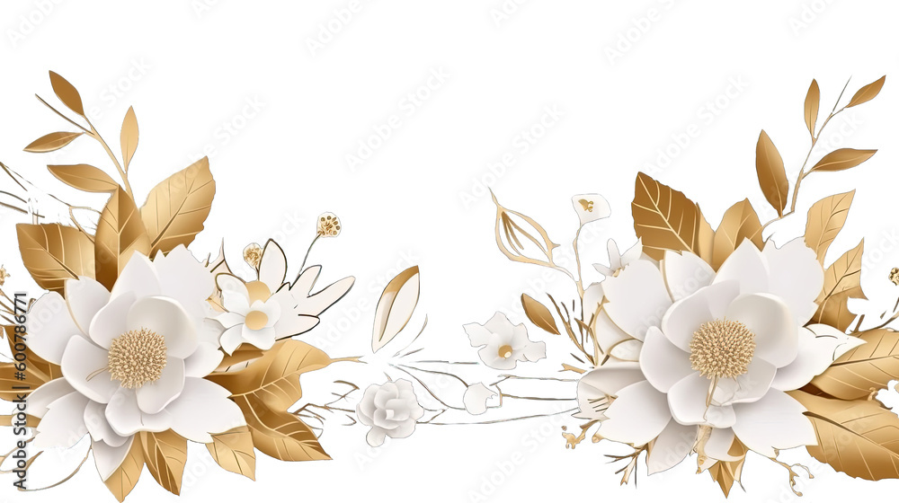Golden Flowers frame, Floral Garden Frame, Gold Flower backdrop ...