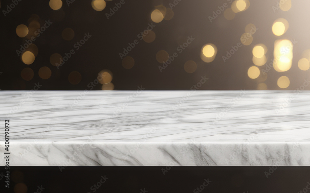 High-Resolution Mock-Up Image of an Empty Marble Table on a Blurred ...