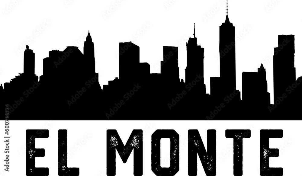 Vecteur Stock El Monte skyline silhouette. Black El Monte city design ...