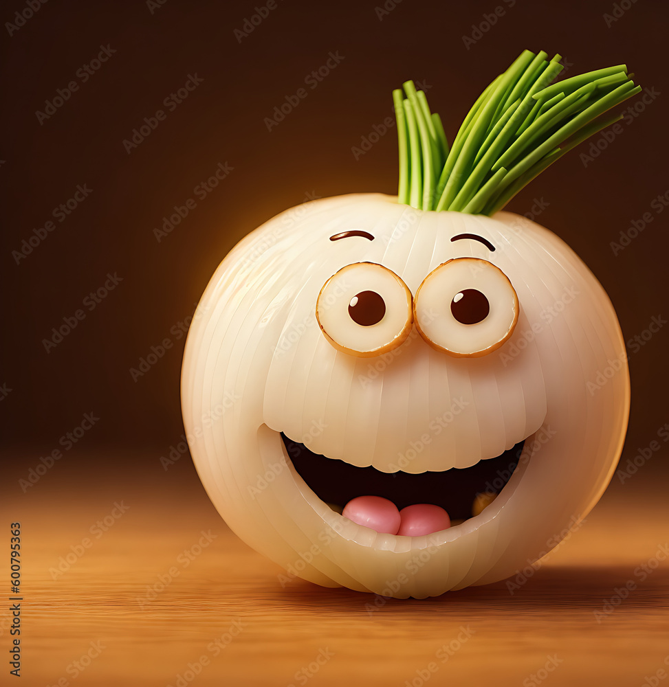 Cute Onion Character Illustration - created with Generative AI - Cute ...
