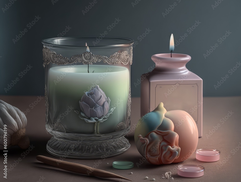 beautiful pastel color candle background with fire flame generative ai ...