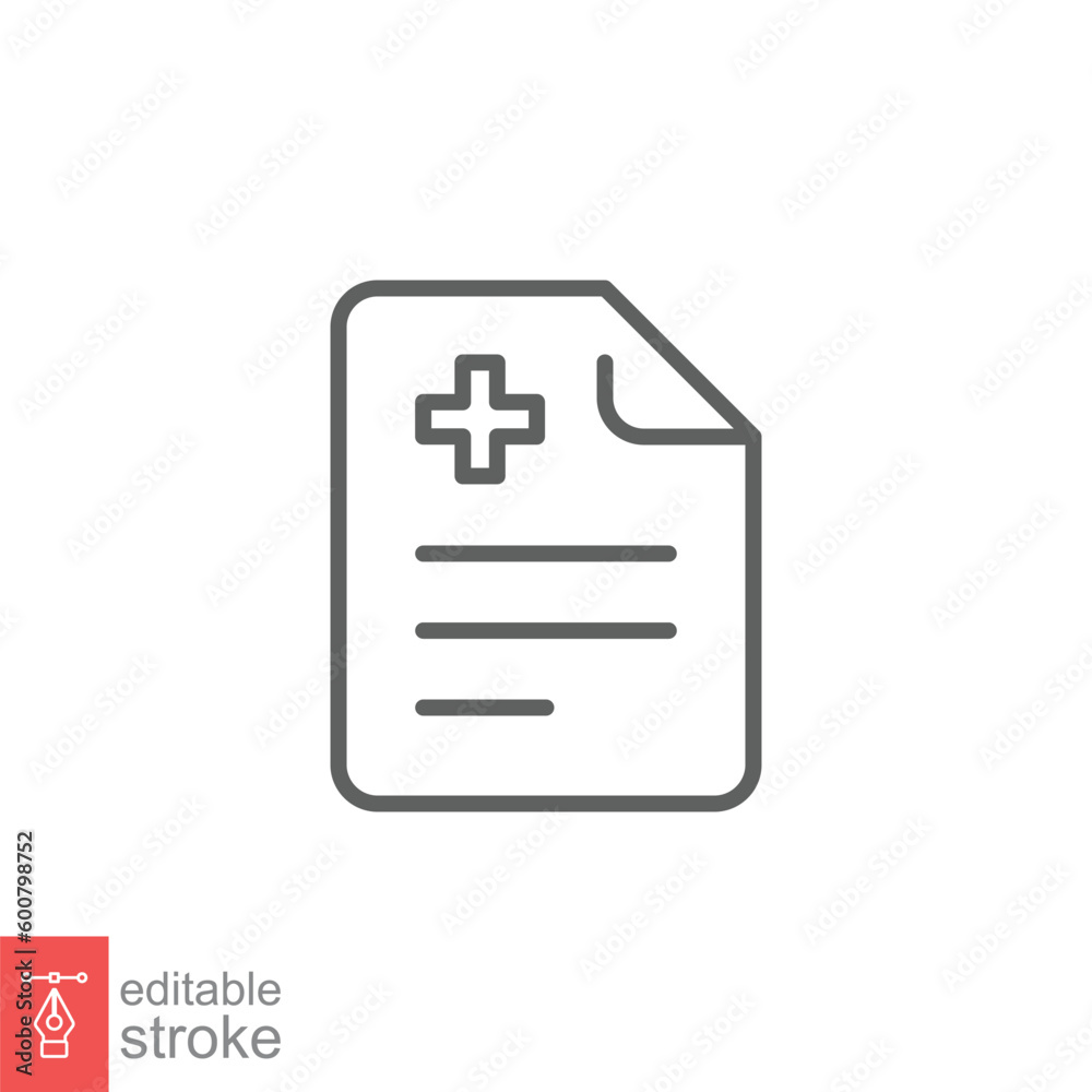 Sick leave icon. Simple outline style. Work, employee, note, hospital ...