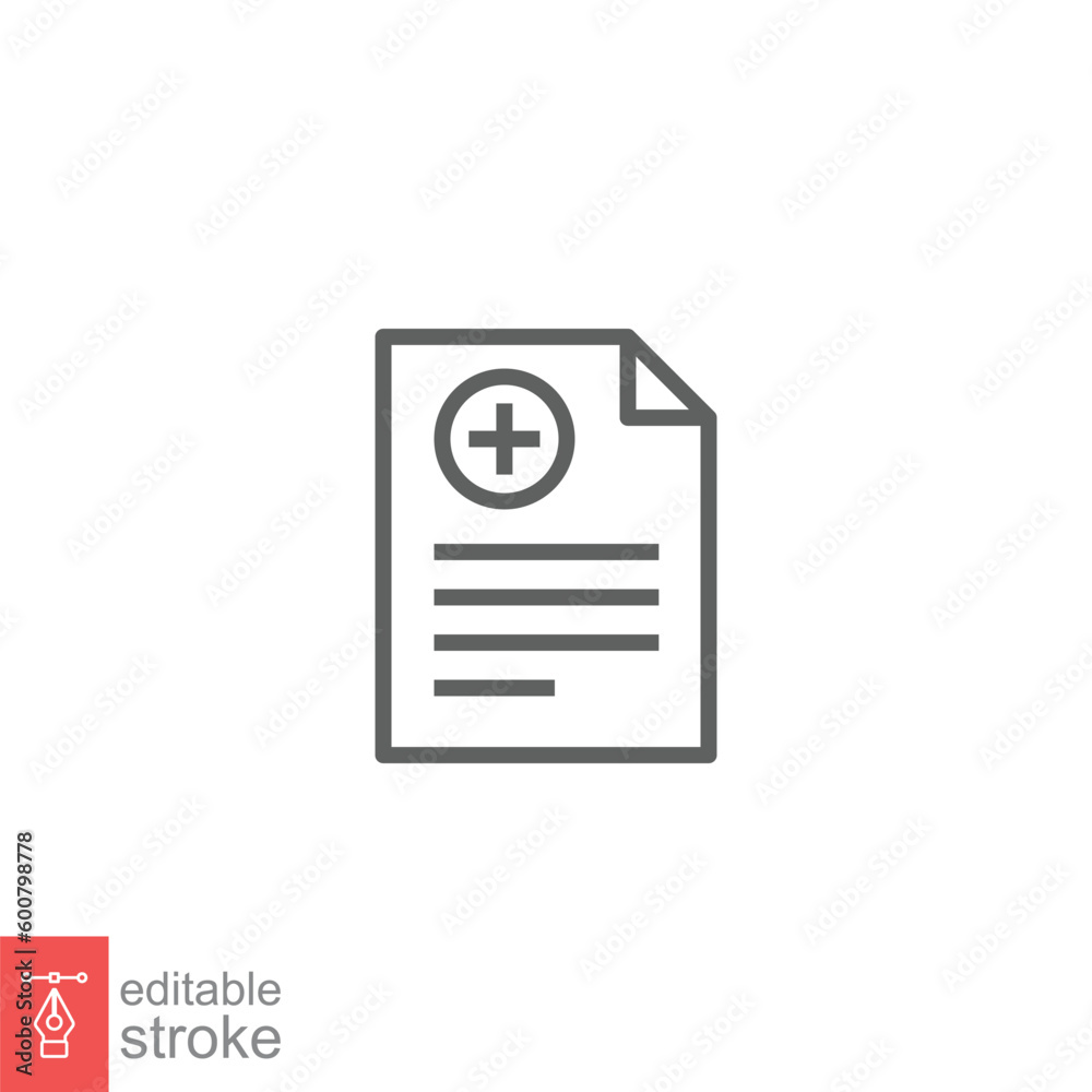 Sick leave icon. Simple outline style. Work, employee, note, hospital ...