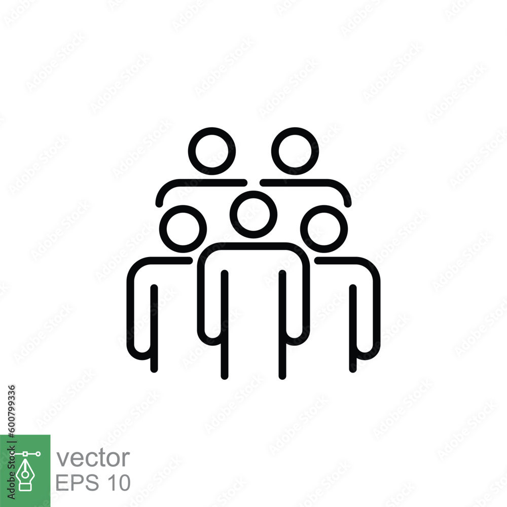 Crowd icon. Simple outline style. Organisation, group, management ...