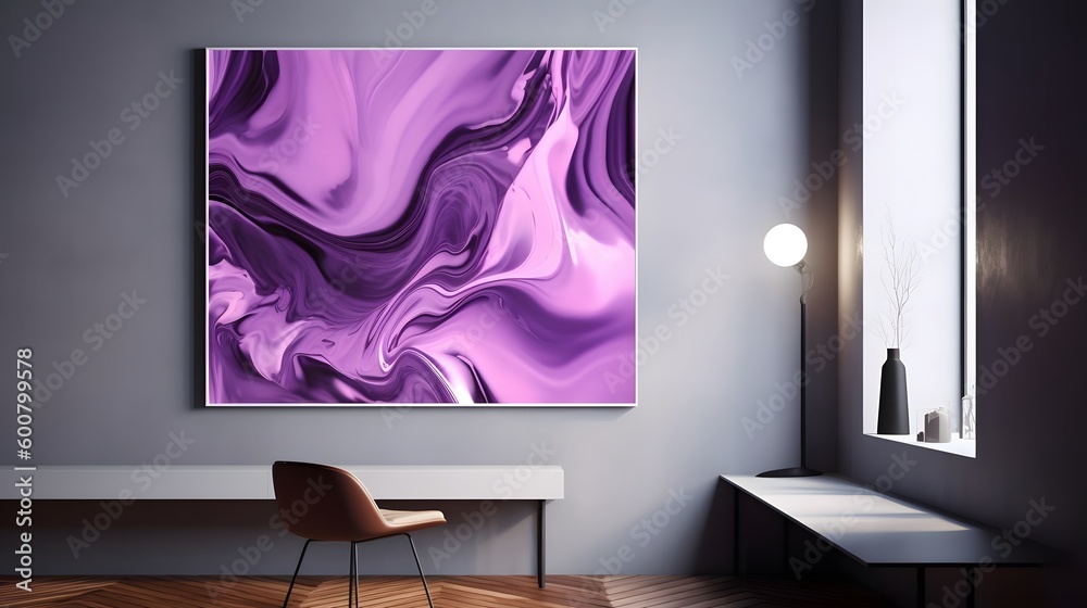 gallery shot of a simple modern abstract wall art in purple and violet ...