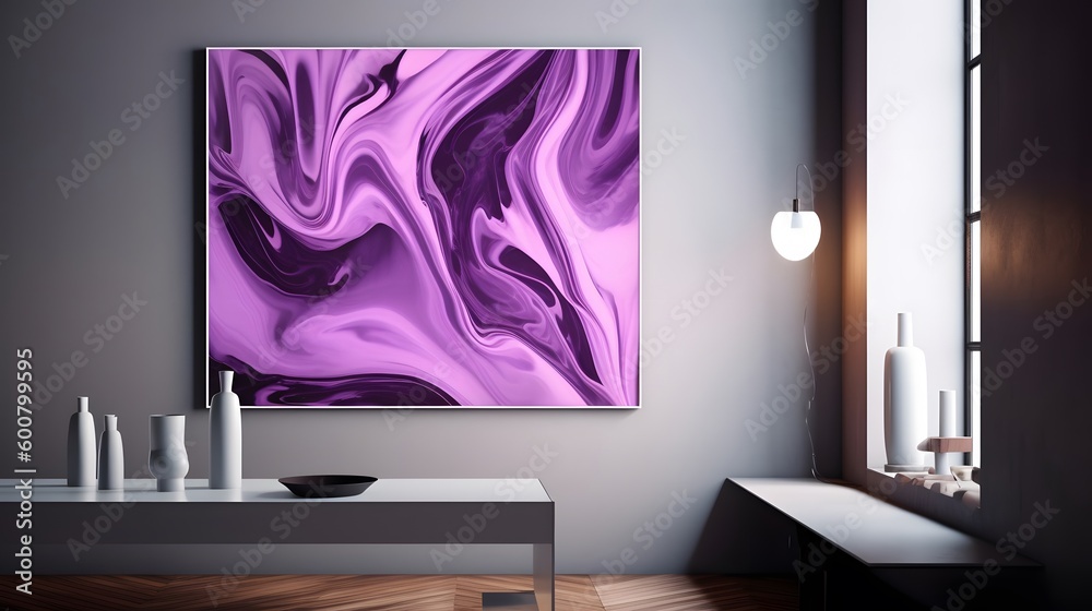 gallery shot of a simple modern abstract wall art in purple and violet ...