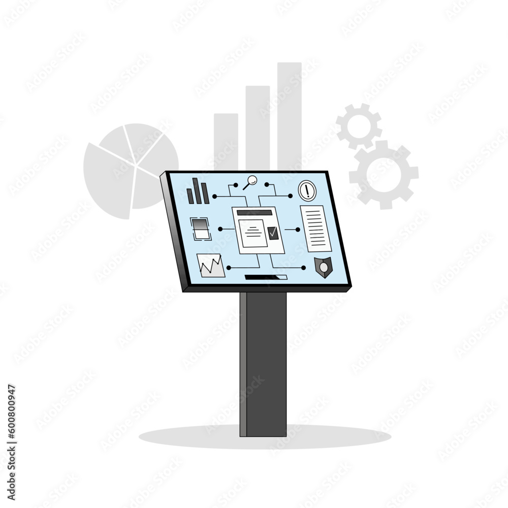 Interactive information board vector illustration. Detailed ...