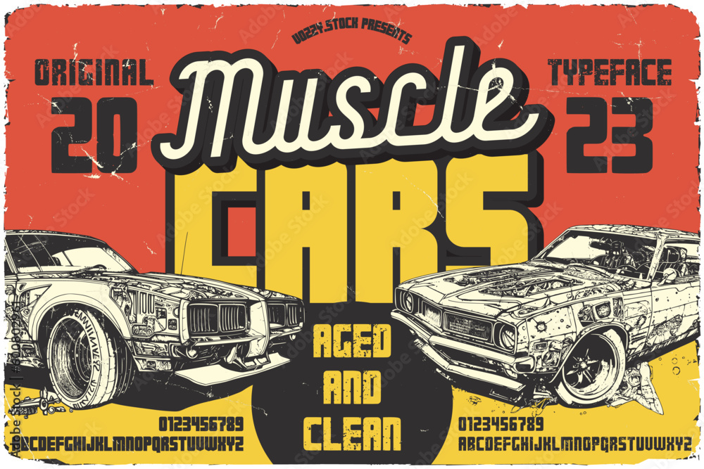 Vintage label font duo named Muscle Cars. Original typeface for any ...