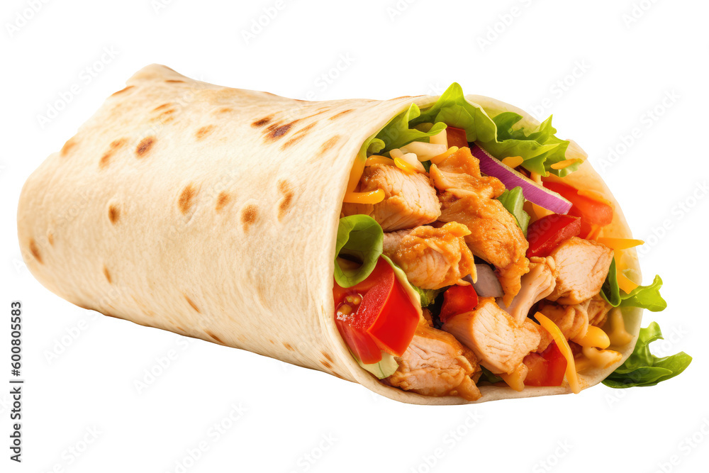 Chicken wrap isolated on transparent background. Generative Ai Stock ...