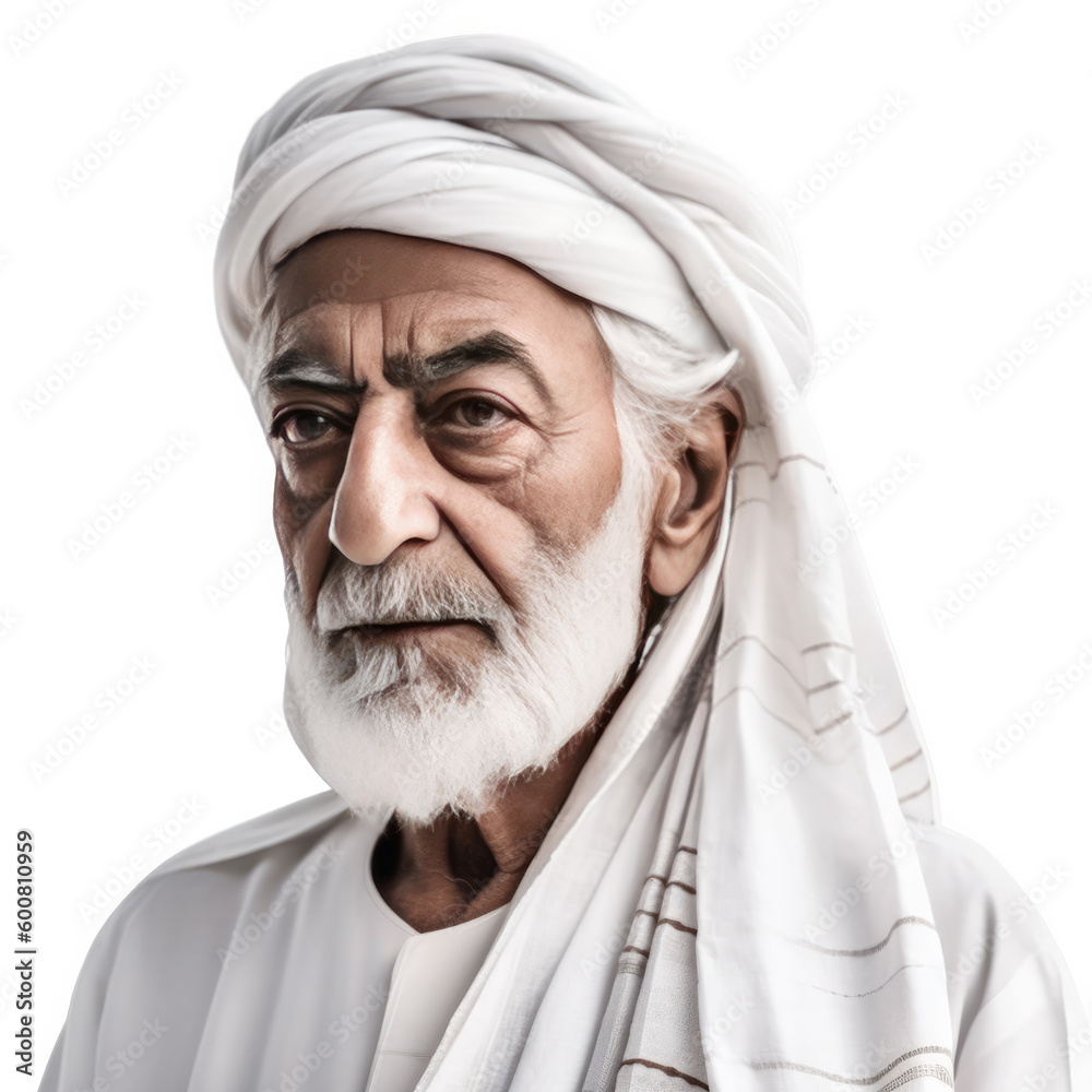Adult Emirati man in UAE traditional outfit showing a variety of hand ...