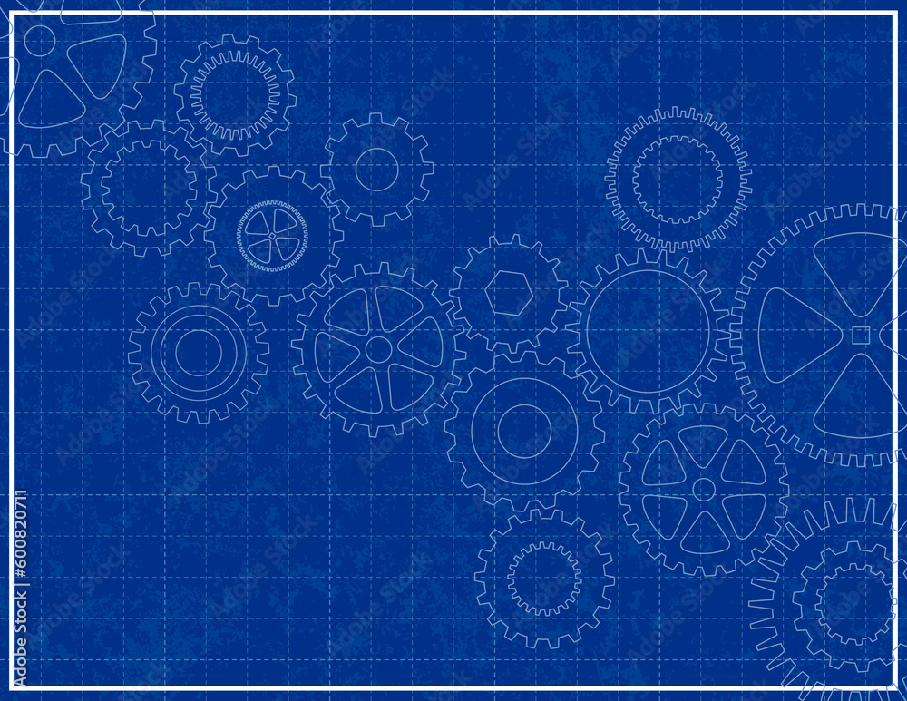 Blueprint Background with cogs Stock Illustration | Adobe Stock