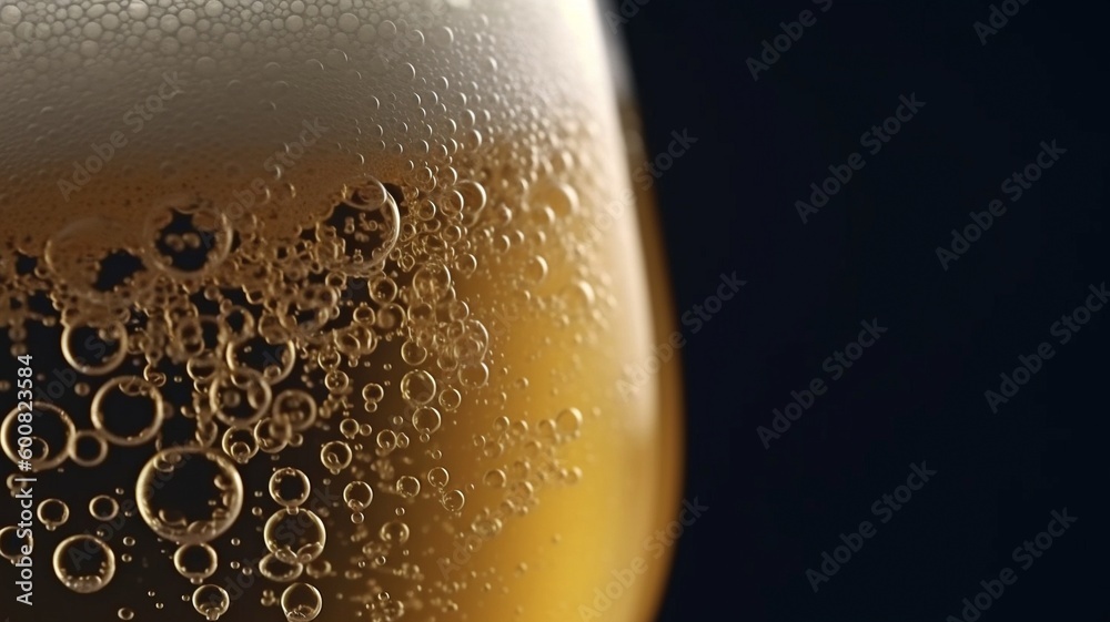 Low angle side view of lager beer being poured in a frosty glass with ...