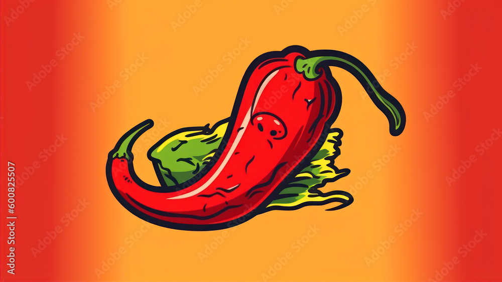 vector red hot chili logo hand drawn cartoon art illustration ...