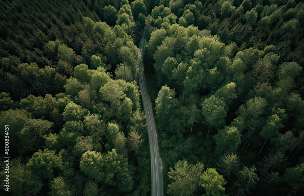 Top view of green forest landscape wallpaper art. Aerial nature scene ...