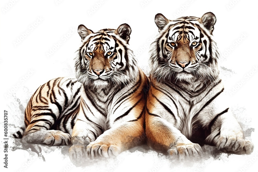 two tigers isolated on white background. Generated by AI Stock ...