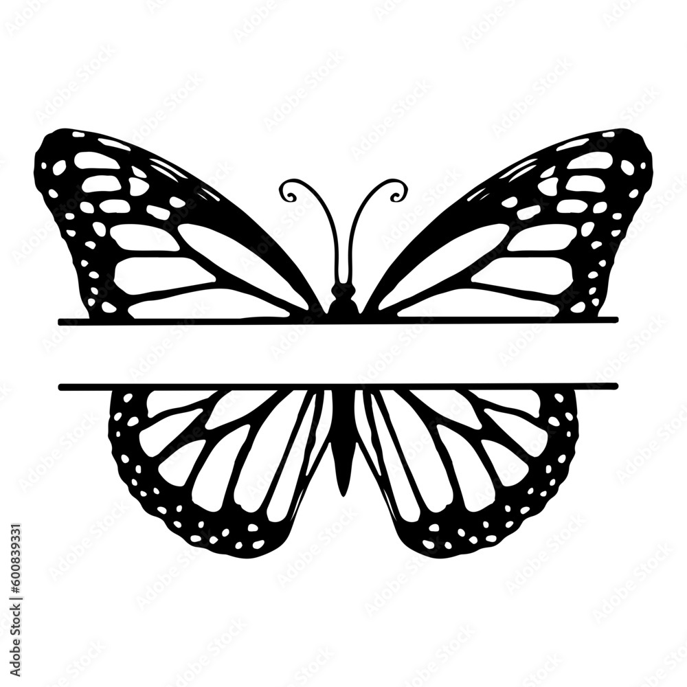 Butterfly Monogram SVG file, Butterfly Split Frame SVG file, Butterfly ...