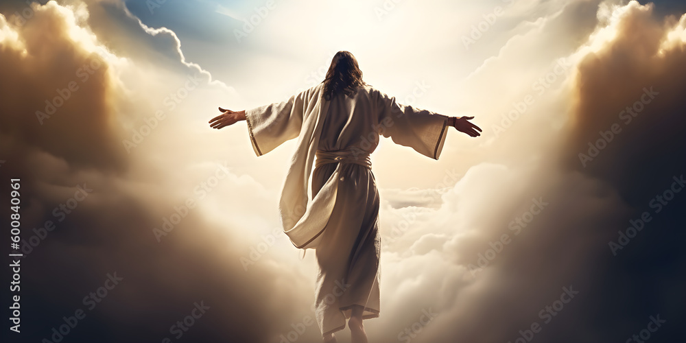 jesus opening the skyes, receiving blessings from god, generative ai ...
