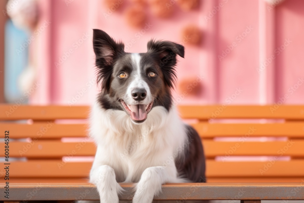 Medium shot portrait photography of a happy border collie sitting on a ...