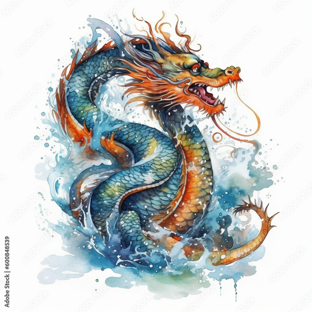 Japanese tattoo style, Dragon, full color ink, line art, white ...