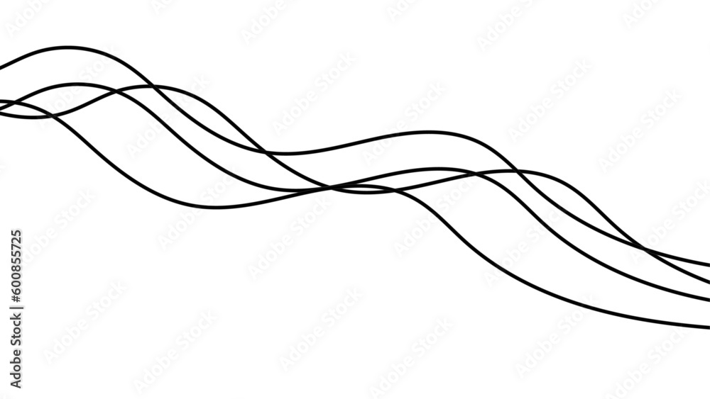 Abstract wavy black curved line on transparent background. Lines ...