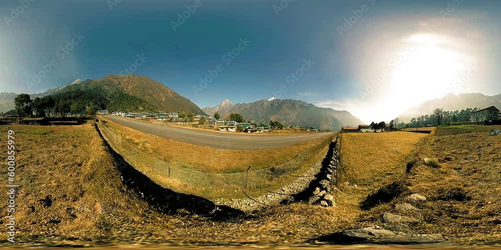 LUKLA, NEPAL - 1 DECEMBER 2017: 360 VR Aircraft from Kathmandu arrives ...