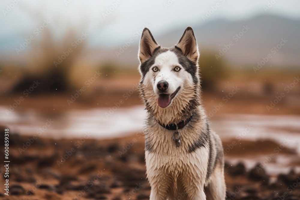 Lifestyle portrait photography of a curious siberian husky playing in ...