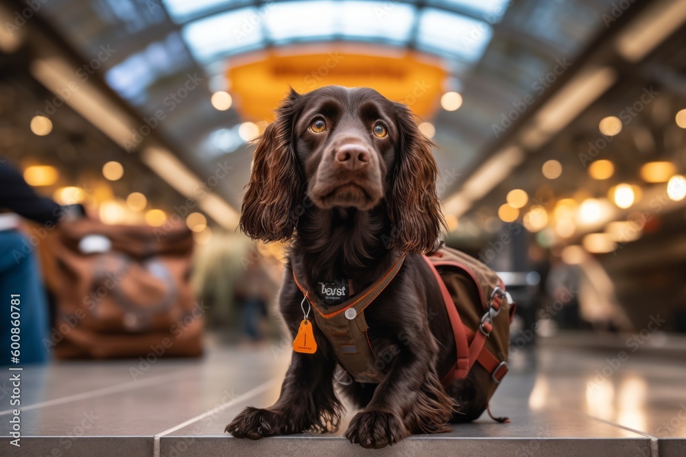 Medium shot portrait photography of a curious cocker spaniel carrying a ...