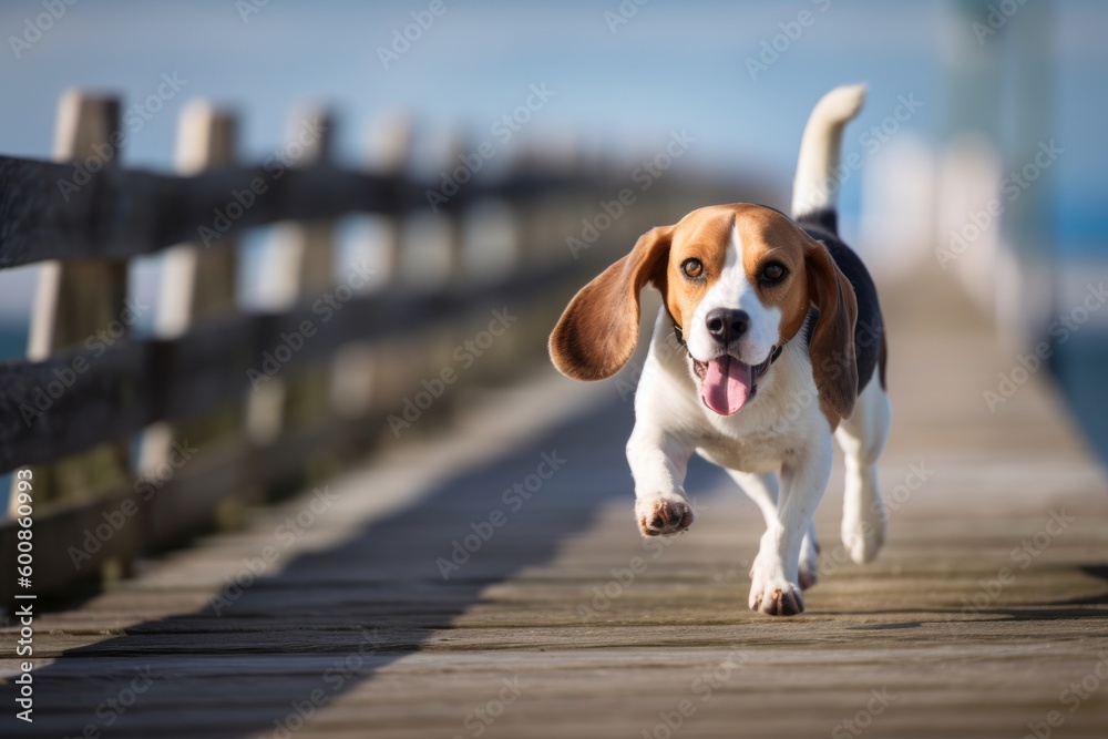 Full-length portrait photography of an aggressive beagle rolling ...