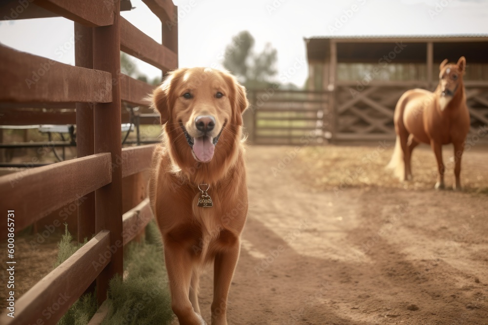 ภาพประกอบสต็อก Medium shot portrait photography of a happy golden ...