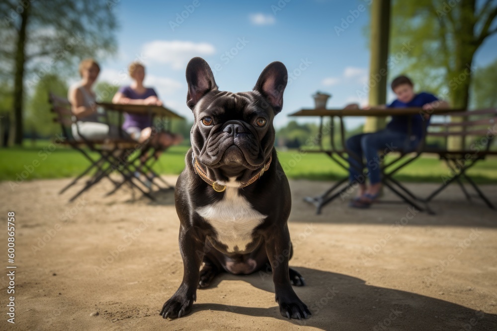 Group portrait photography of an aggressive french bulldog enjoying a ...
