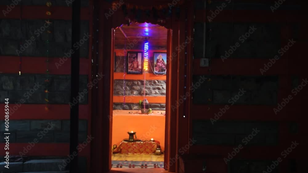 July 14th 2022, Himachal Pradesh India. A small Hindu worship place ...