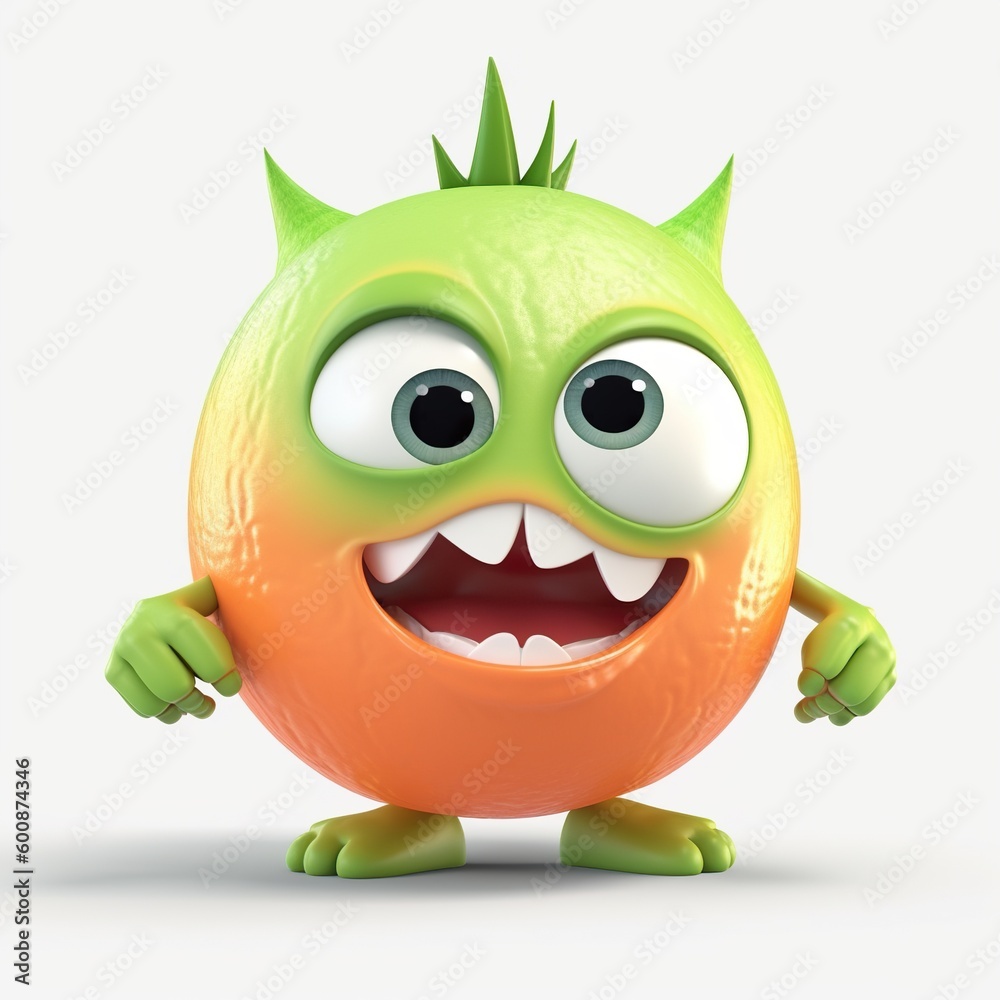 A cute monster with a pear-shaped body, teeth, and a green tongue ...