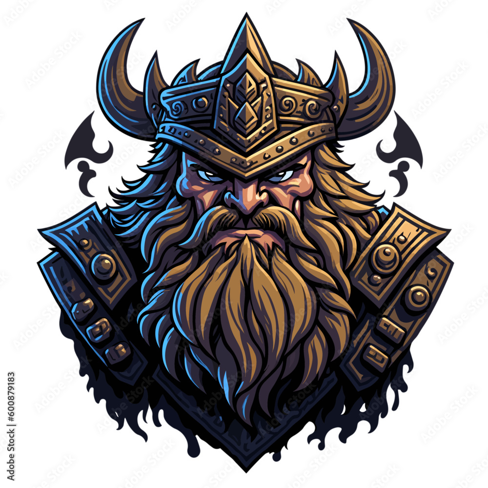 Vetor de Aggressive King Viking Mascot Logo for E-Sport Team: Dominance ...