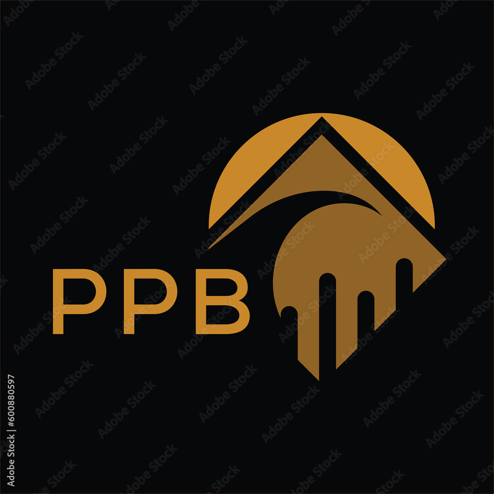 PPB golden color letter logo. PPB golden image on black background ...