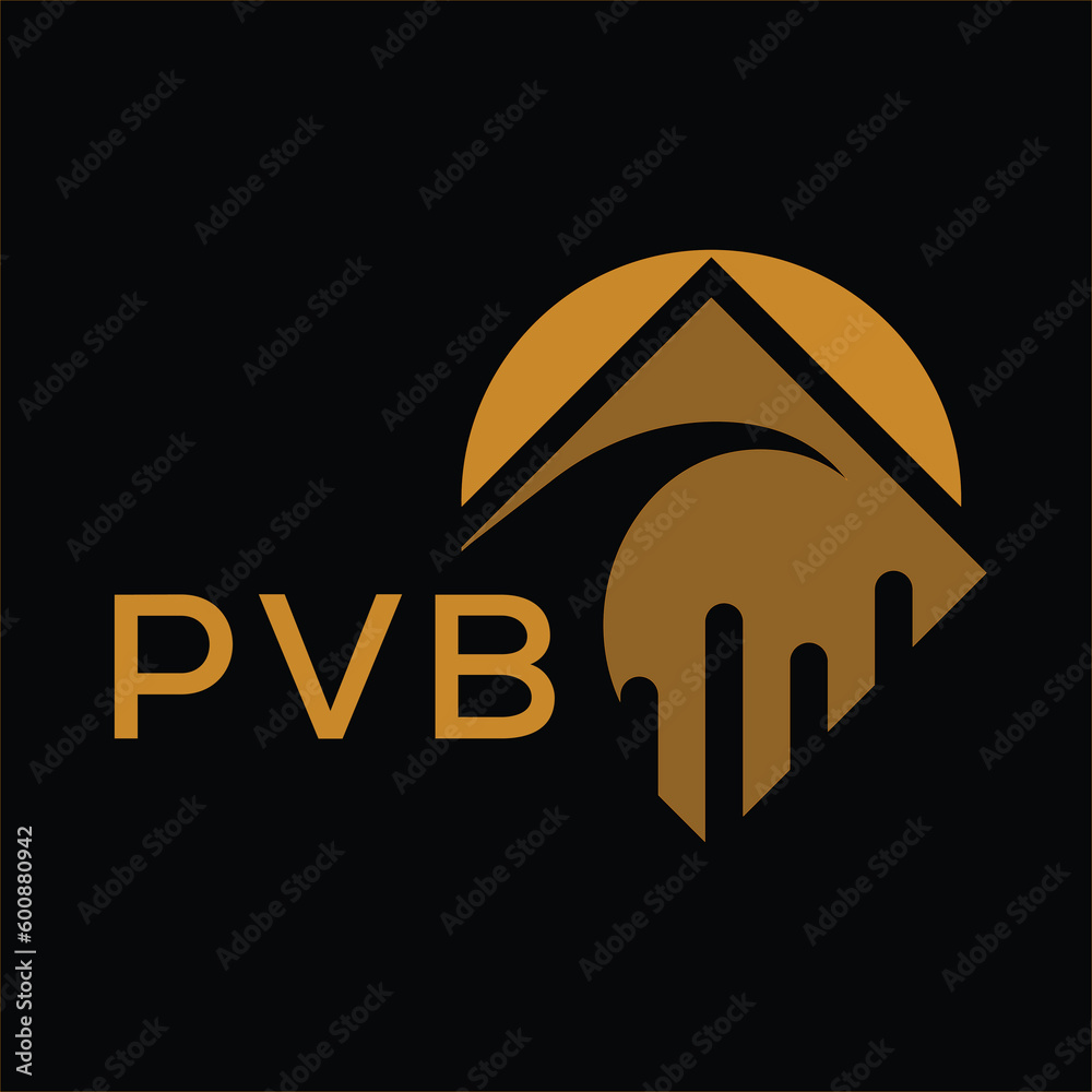 PVB golden color letter logo. PVB golden image on black background ...