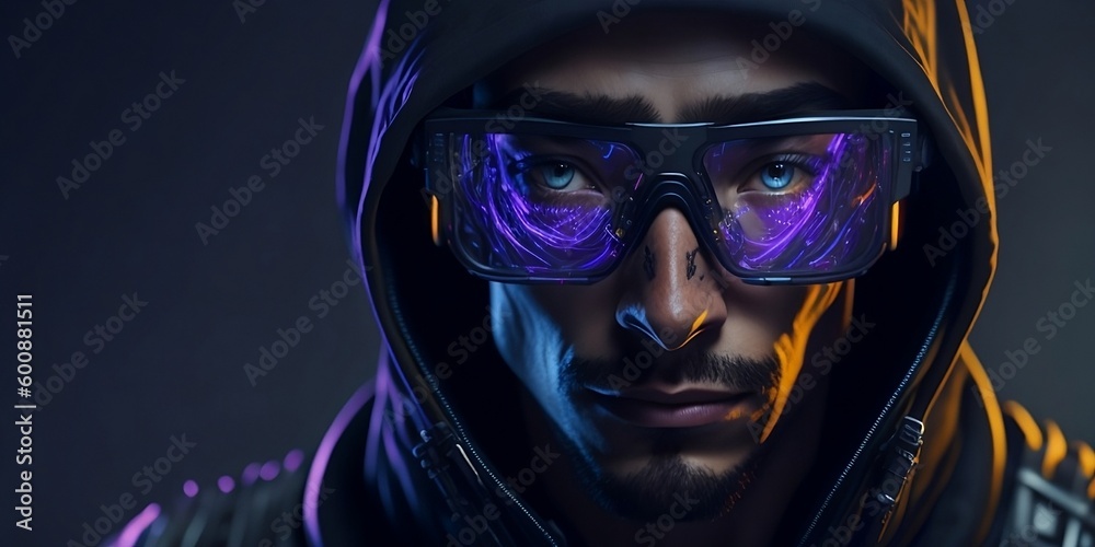 Cyber-Edge: A Futuristic llustration of a Super Modern Hacker Stock ...