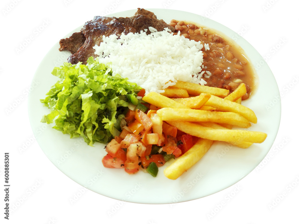 Perspective view of homemade Traditional Brazilian meal named prato ...