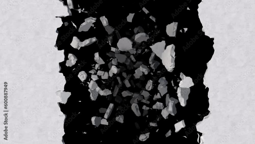 ground destructions falling into the darkness.4k animation render with ...