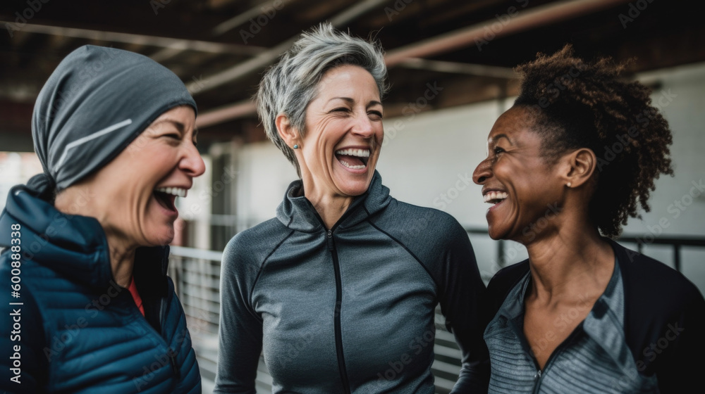 A Diverse Group of Three Smiling, Laughing, Happy Active Middle-Aged ...
