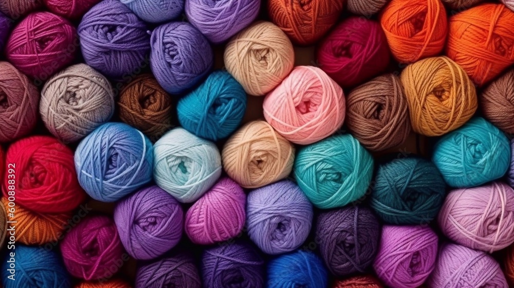 Banner background with yarn for knitting. Top view. Ai generated Stock ...