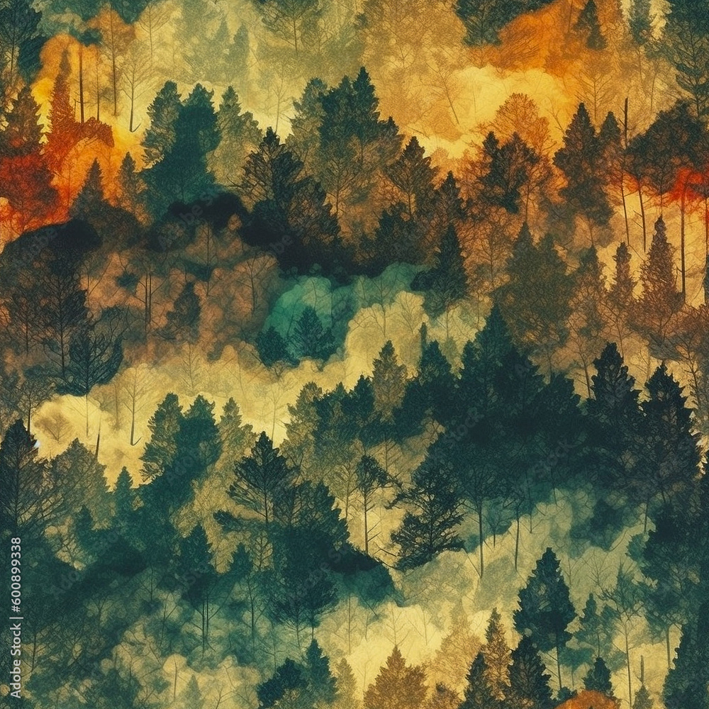 seamless tileable pattern: global warming – forest fire (generative ai content) Stock ...
