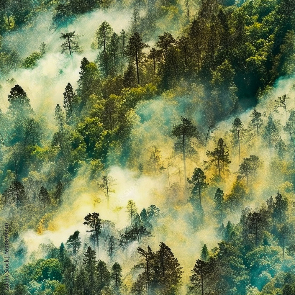 seamless tileable pattern: global warming – forest fire (generative ai ...