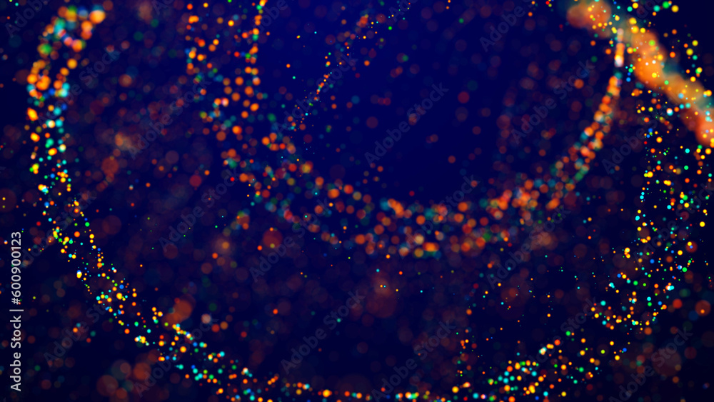 Magical multicolored sparkles of light form abstract simple spiral ...