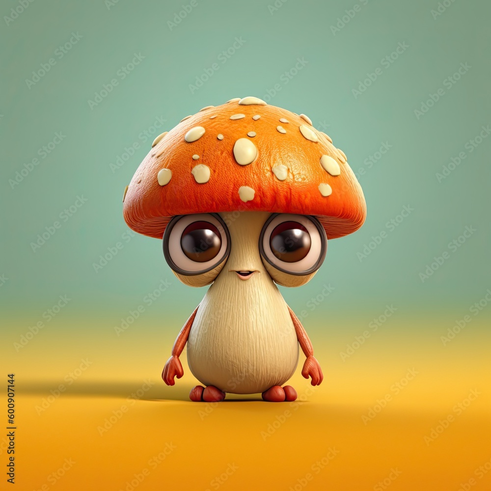 Cute Cartoon Mushroom Character (Generative AI) Stock Illustration ...